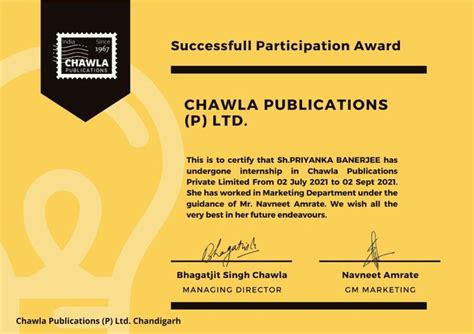 Successfully Completed Internship As A Marketing Intern Priyanka Banerjee