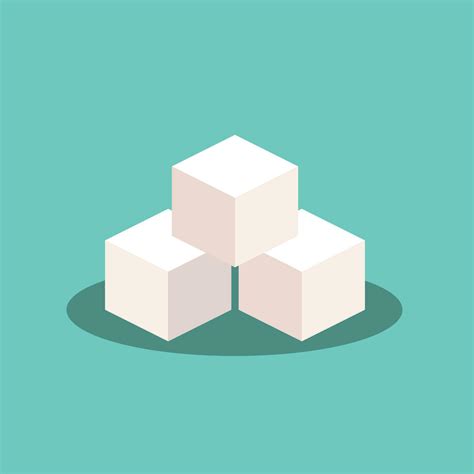 Sugar Cubes Flat Style Vector Illustration 3 Sugar Cubes Icon Symbol Sugar Stone Stack Of