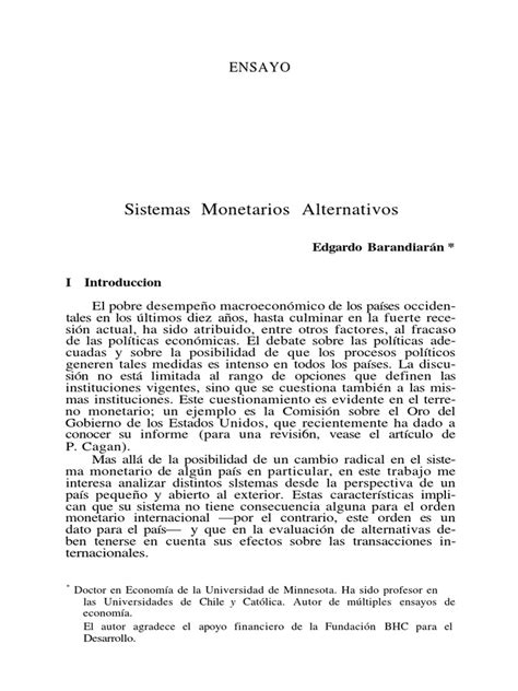 Sistemas Monetarios Alternativos Edgardo Barandiarán Pdf Moneda