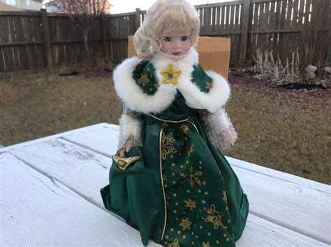 Vintage Avon Porcelain Doll W Stand Holiday Doll Collectible Avon