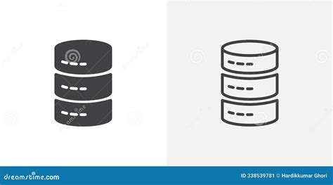 Cylinder Database Line Icon Isolated On White Background Stock Vector