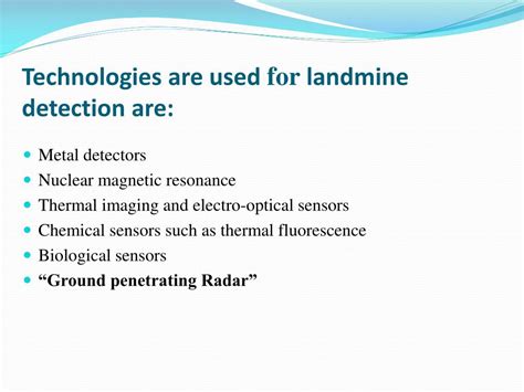 Ppt A Seminar Presentation On “ Landmines Detection Using Ground Penetrating Radar” Powerpoint