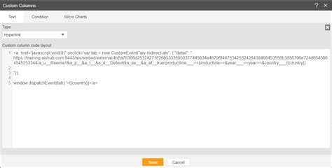 calling detail dashboard from table custom column with filter aiv