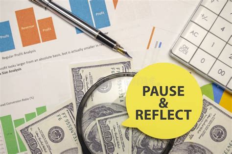 PAUSE And REFLECT On Yellow Sticker With Pen And Calculator Stock Photo Image Of Language