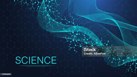 의학 과학 기술 화학에 대한 과학 코로나 바이러스 배경 Dna 분자와 과학 템플릿 벽지 또는 배너 코로나바이러스 웨이브 플로우 Dna 분자 벡터 그림 0명에 대한 스톡 벡터