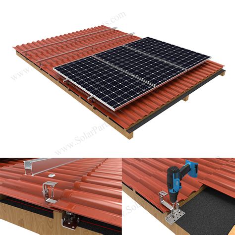 Solar Panel Mounting With Tile Roof Hooks SPC RF IK15 DR