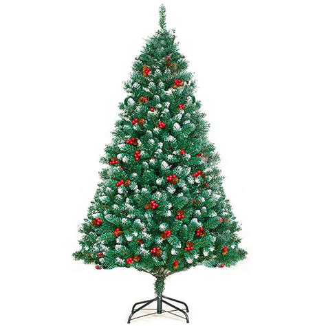 Brad De Craciun Artificial Premium S Z Cu Zapada Pe Varfuri Cu Conuri Si Merisoare