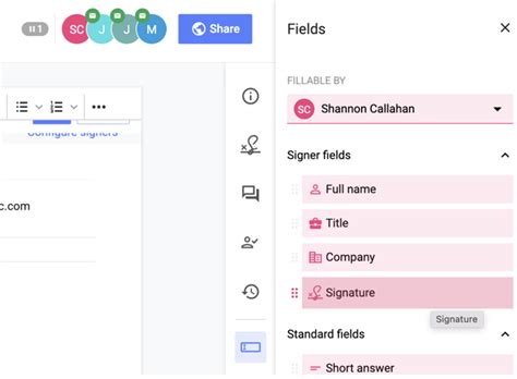 add signature fields