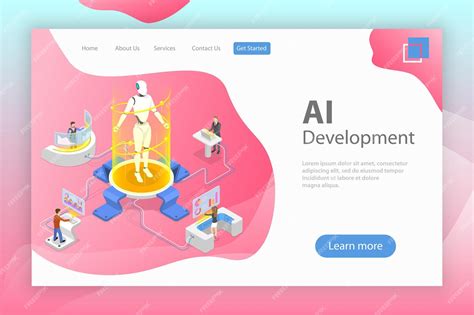 Premium Vector | Flat isometric vector landing page template of ai development robot and human ...
