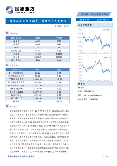 聚烯烃日报：危化品全面安全排查，烯烃生产或受影响