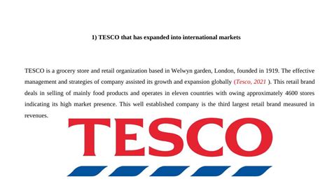 Organisational Structure And International Expansion Tesco