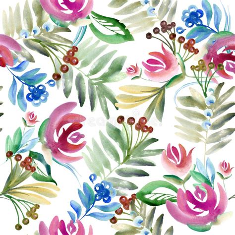 水彩花和植物 水彩花卉自然本底 库存例证 插画 包括有 图画 上升了 工厂 装饰品 森林 例证 64036089