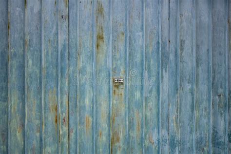Corrugated Rusty Metal Garage Doors Texture With Lock In Center Stock