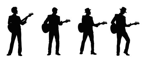 Man Playing Electric Guitar Silhouette Royalty Free Vector