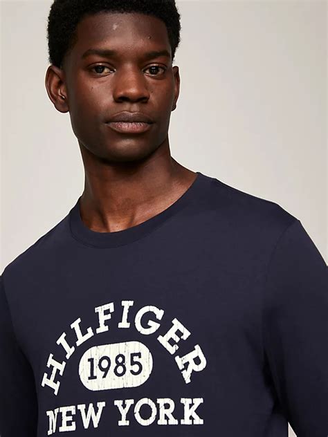 Hilfiger Monotype Long Sleeve T Shirt Blue Tommy Hilfiger