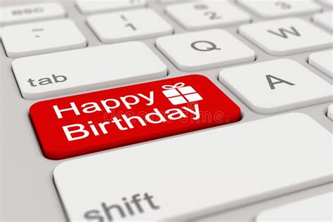 Happy Birthday Concept Red Key On Keyboard D Rendering Stock Illustration Illustration Of