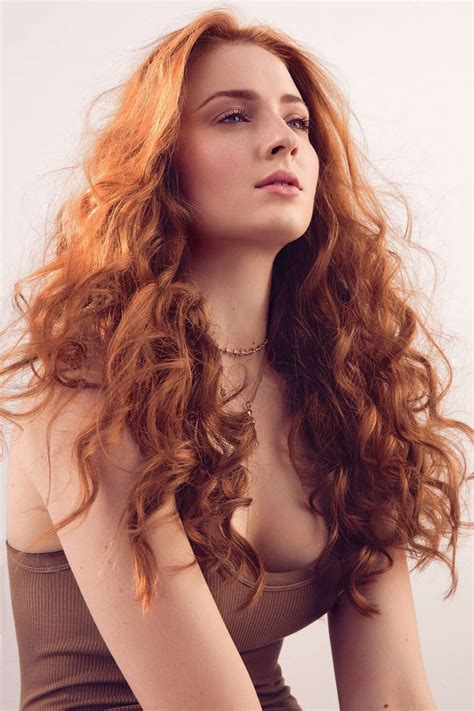 Actress Sophie Turner Long Hair P Looking Away Necklace Gq Magazine Curly Hair