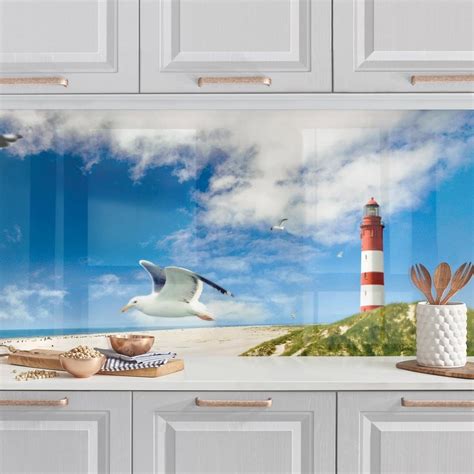 Bilderdepot24 Küchenrückwand Blau Dekor Natur Strand Meer Wandpaneel