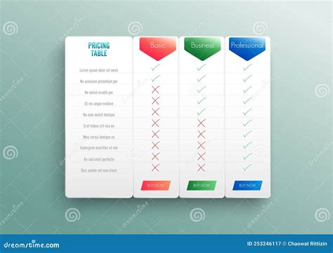 Comparison Pricing List Comparing Price Or Product Plan Chart Compare