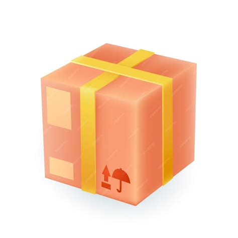 포장 표지판이 있는 골판지 상자 3d 아이콘 패키지 배송 우산 및 화살표 기호 흰색 배경에 3d 벡터 일러스트 레이 션 배달 서비스 온라인 쇼핑 운송 운송 개념