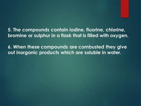 Oxygen Flask Combustion Method Ppt Pdf