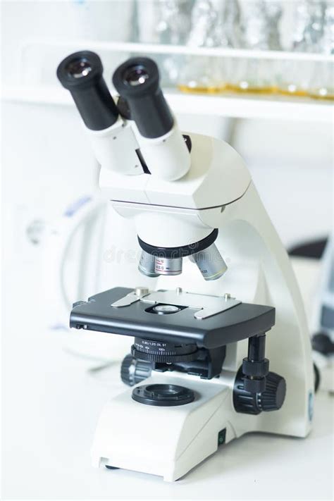 Microscope At The Biology Laboratory Stock Image Image Of