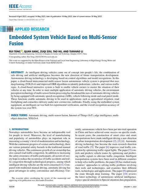 Embedded System Vehicle Based On Multi Sensor Fusion Pdf Internet