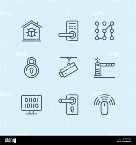 Outline Security And Protection Simple Vector Icons For Web And Mobile Design Pack 4 Stock