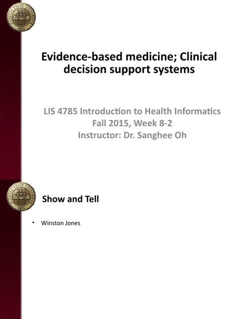 Week 8 2 Lecture Cdss Note Pdf Evidence Based Medicine Electronic Health Record