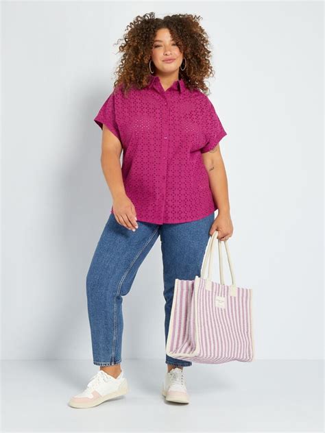 Chemisier En Broderie Anglaise Manches Courte Fuchsia Kiabi 2200€
