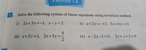 solved exercise 1 6 1 solve the following system of linear equations