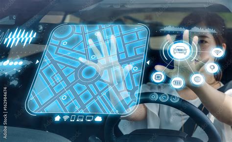 Heads Up Display HUD Of Vehicle Graphical User Interface GUI Futuristic Car Automotive