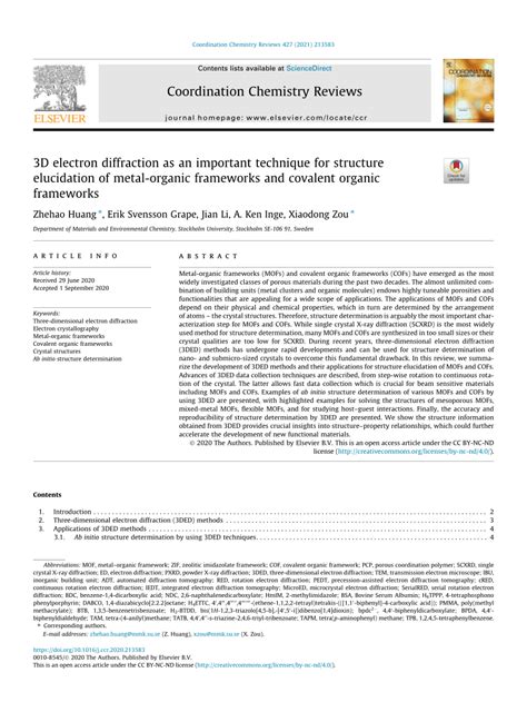 Pdf 3d Electron Diffraction As An Important Technique For Structure Elucidation Of Metal