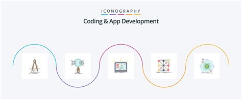 Coding And App Development Flat 5 Icon Pack Including App Data Research Design User 19453753