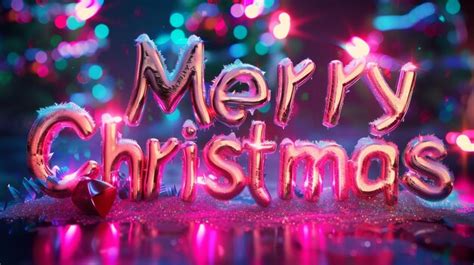 Premium Photo Holo Slime Merry Christmas Concept Creative Horizontal Art Poster