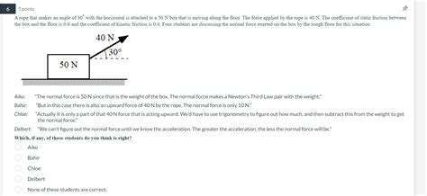 Solved A Rope That Makes An Angle Of With The Horizontal Chegg