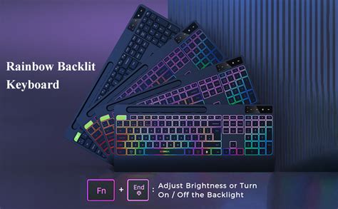 Seenda G Kabellose Tastatur Und Maus Kombination Mit Regenbogen Hintergrundbeleuchtung