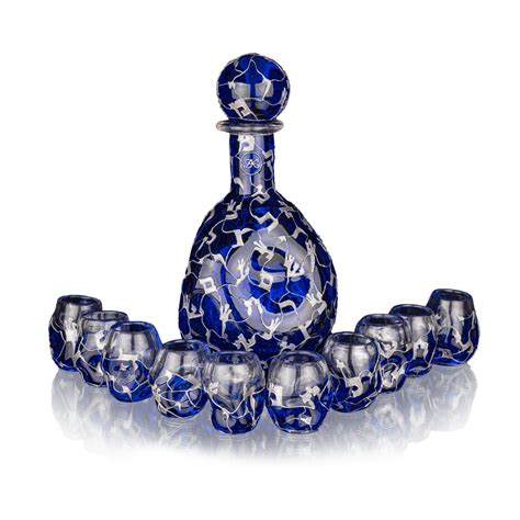 Set Of Decanter And 10 Shot Glasses David Roytman