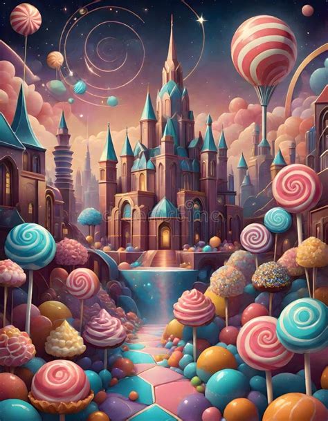 Candy Wonderland With Gingerbread House Generative Ai Stock