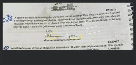 CM0016 A Plank P And Block Q Are Arranged As Shown On A Smooth Table Top