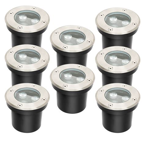8x 3w Led Lumières Enterrées Chaud Blanc Enterré Lampe De Paysage Lampe