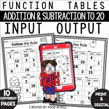 Function Tables Addition And Subtraction Input Output Boxes TpT