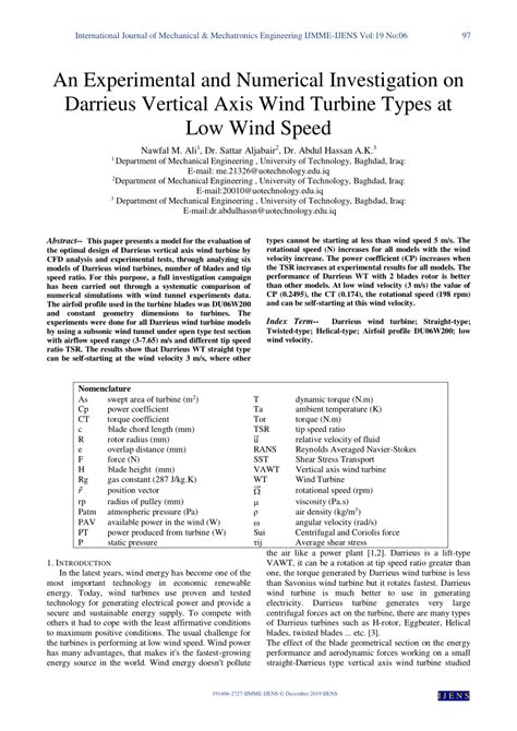 Pdf An Experimental And Numerical Investigation On Darrieus Vertical Axis Wind Turbine Types