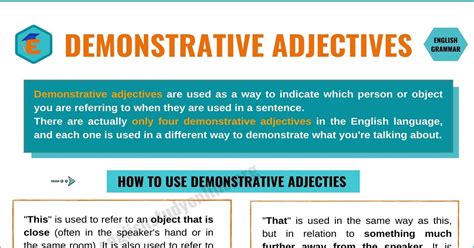 Demonstrative Adjectives Definition Usage And Examples English