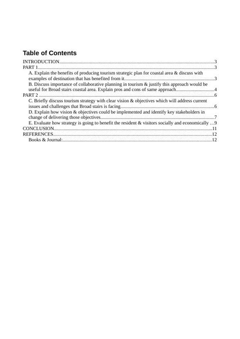 Benefits Of Tourism Strategic Plan For Coastal Area