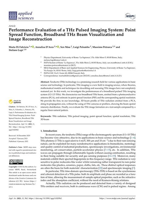 performance evaluation of a thz pulsed imaging system point spread