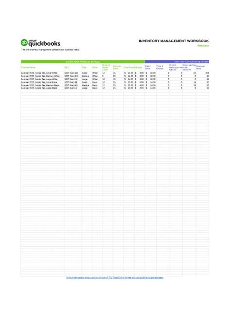 Excel Sheet Download 31261 Qbo Inventory Management Template