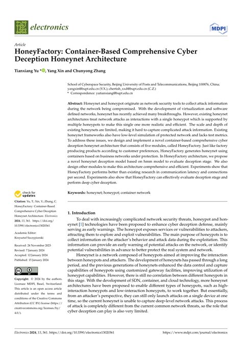 PDF HoneyFactory Container Based Comprehensive Cyber Deception