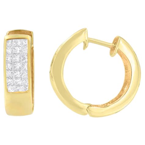 56 Carat Diamond Yellow Gold Hoop Earrings For Sale At 1stdibs