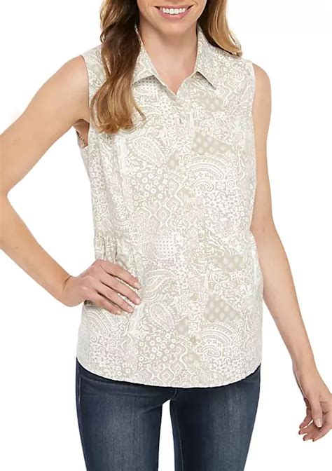 Kim Rogers® Petite Sleeveless Button Front Top Belk